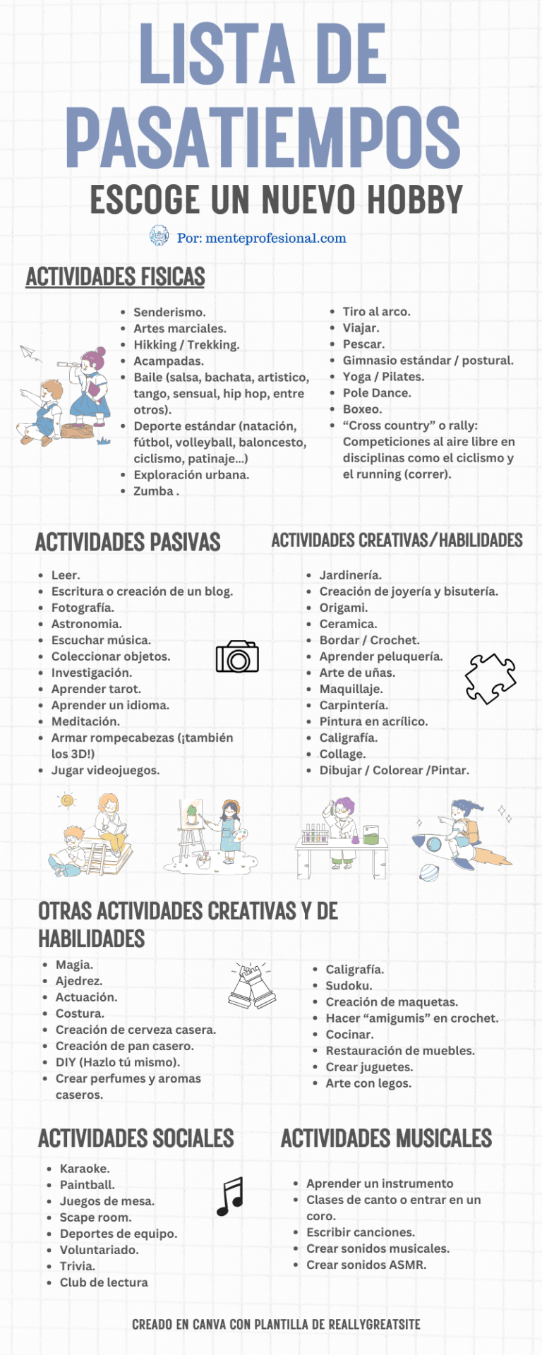 ¿Cómo encontrar un nuevo hobby? Consejos + super infografía con listado ...
